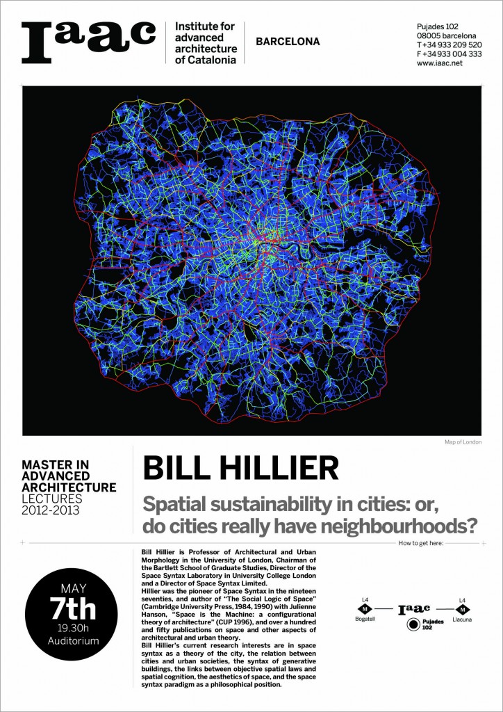 Bill Hillier Lecturing at the IAAC on the 7th of May – IAAC Blog
