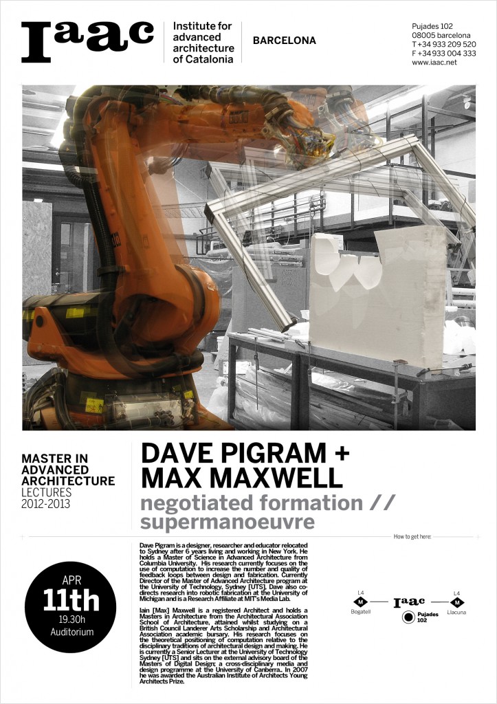 Dave Pigram & Iain Maxwell lecturing at IAAC ////// Thursday 11th at 19 ...