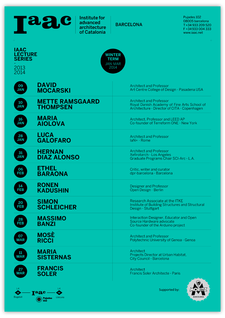 IAAC Winter Lecture Series 2014 – IAAC Blog