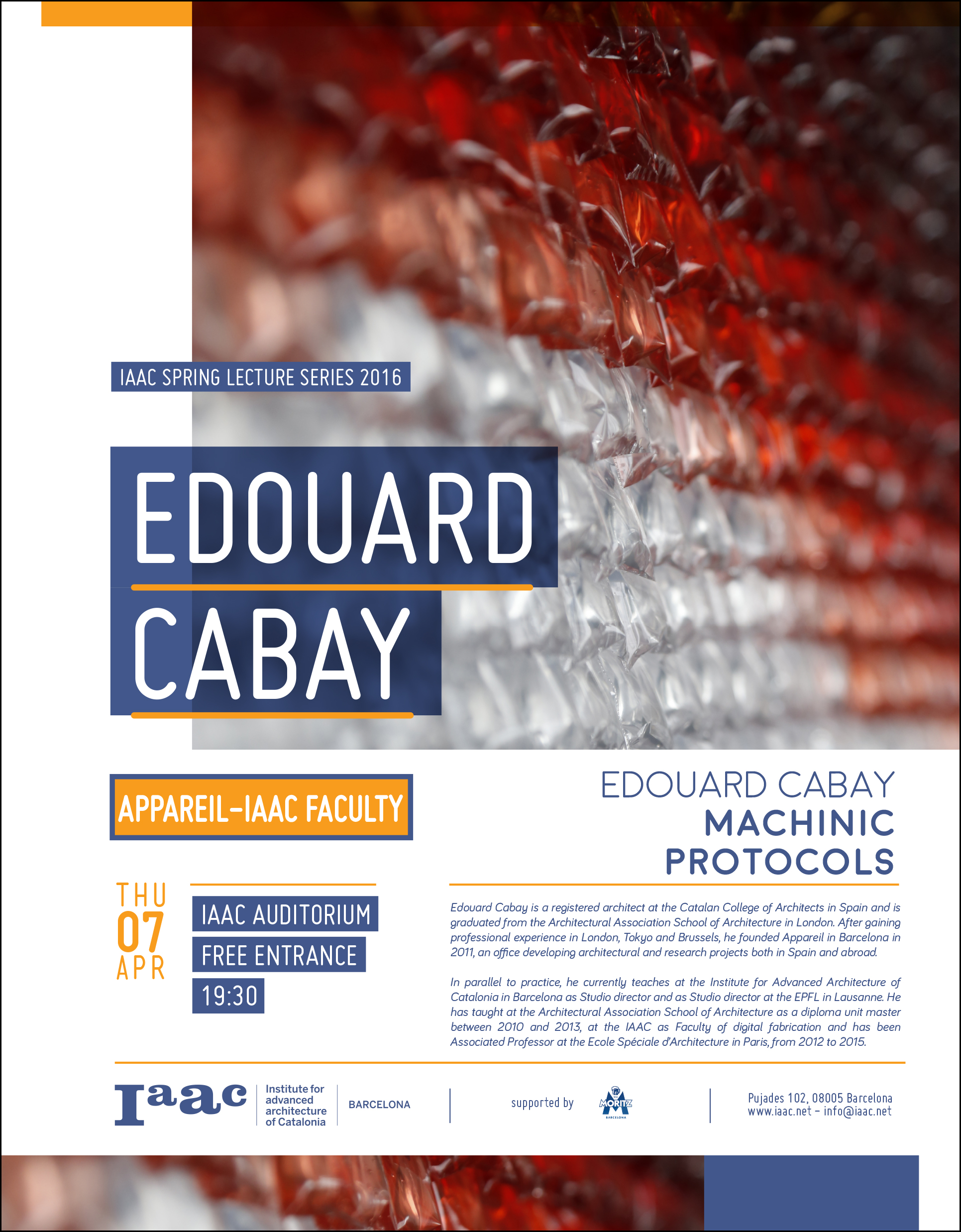 Edouard Cabay > Spring Lecture Series 2016 – IAAC Blog