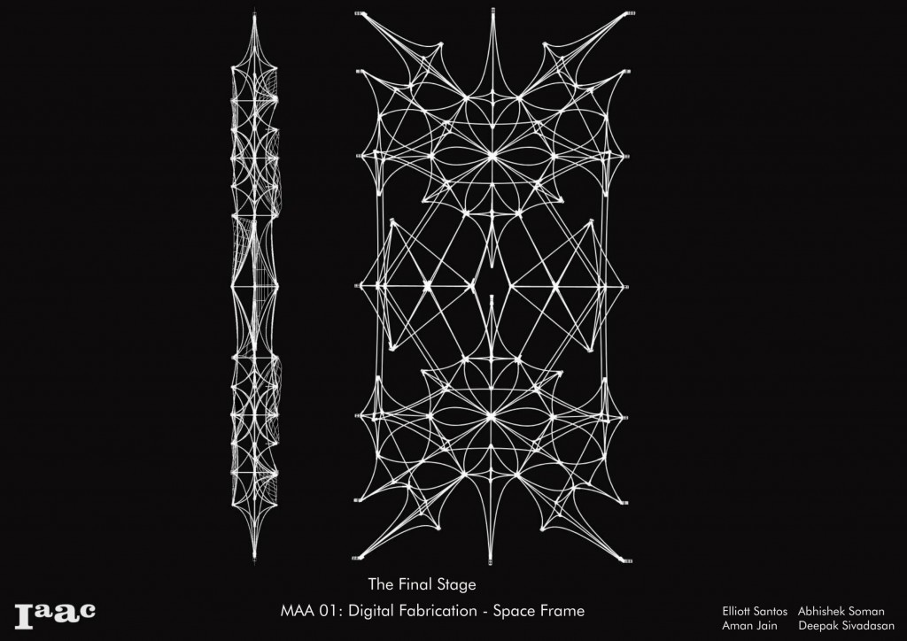 Space frame design using 3D printed joinery and fiberglass rods
